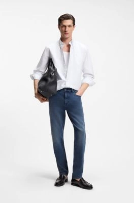 BOSS Regular-fit Cotton Shirt With Double B Logo - White