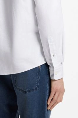 BOSS Regular-fit Cotton Shirt With Double B Logo - White