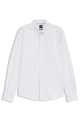 BOSS Regular-fit Cotton Shirt With Double B Logo - White