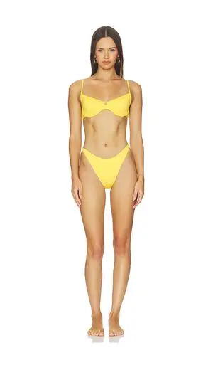 Heavy Manners High Cut Full Coverage Bikini Bottom - Limone