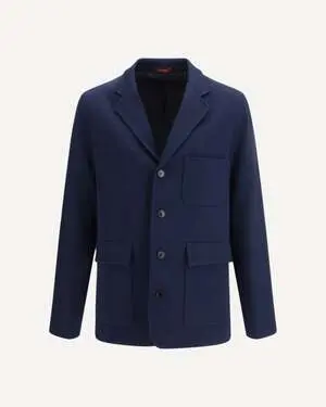 Gucci Cotton Jersey Jacket With Notch Lapel And Single-breasted Closure - Blue