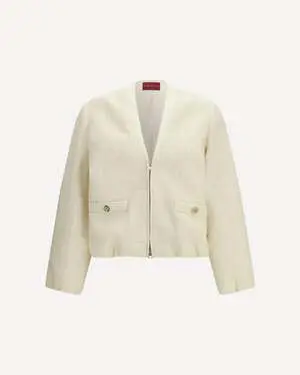 Gucci Tweed Jacket With Gg Button Embellishments - Beige