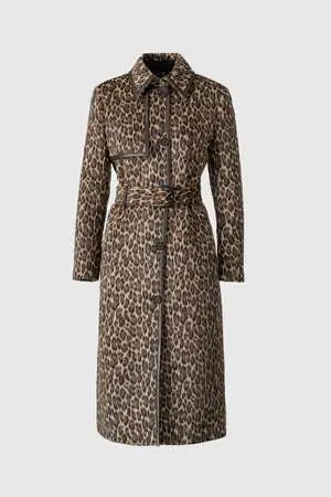 Mackage Zeva Long Wool Coat With Leather Trim - Light Camel Multi
