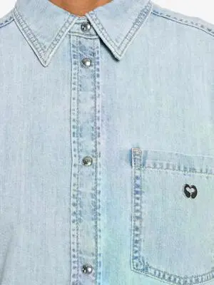 Maje Cotton Denim Shirt With Heart Motif