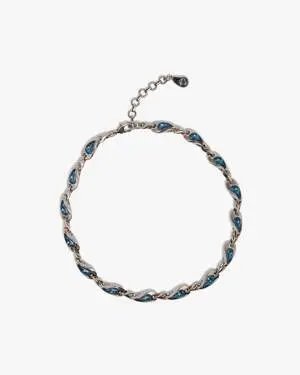 Casablanca Silver & Blue Water Drop Brass Necklace By - Multicolor