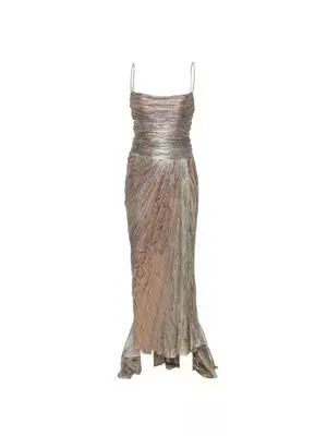 MARIA LUCIA HOHAN Rio Maxi Dress In Metallic Beige/silver