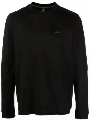 BOSS Salbo Curved Logo Print Sweatshirt - Black