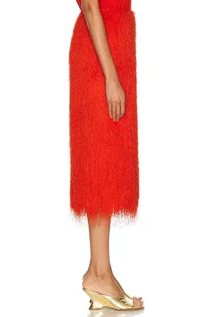 Dries Van Noten Knit Fringe Skirt - Red