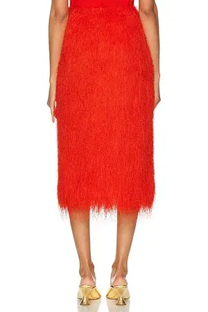 Dries Van Noten Knit Fringe Skirt - Red