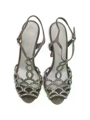 SERGIO ROSSI Embellished Scalloped-edge Sandals