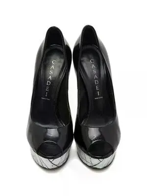Casadei Patent Leather Peep-toe Pumps