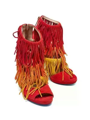 LORIBLU Fringe Platform Stiletto Sandals
