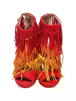 LORIBLU Fringe Platform Stiletto Sandals