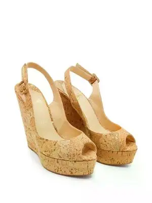 CHRISTIAN LOUBOUTIN Beige Cork Wedge Sandals
