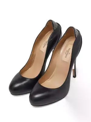 Valentino Garavani Crystal-embellished Heel Counter Round-toe Pumps
