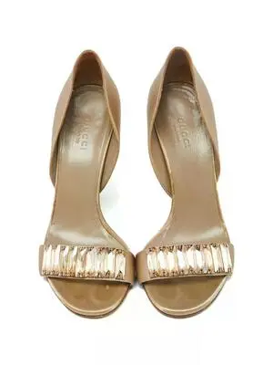 Gucci Crystal-embellished Open-toe Pumps