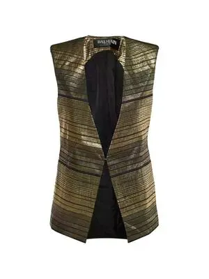 Balmain Horizontal-striped Long Vest