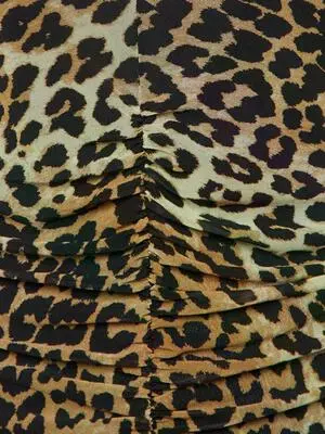GANNI Animal-print Ruched Mini Dress
