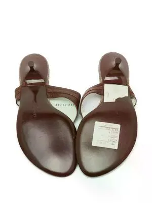 FERRAGAMO Leather Thong Heeled Sandals
