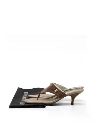 FERRAGAMO Leather Thong Heeled Sandals