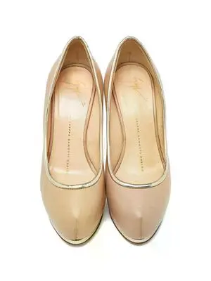 GIUSEPPE ZANOTTI Beige Leather Platform Stiletto Pumps