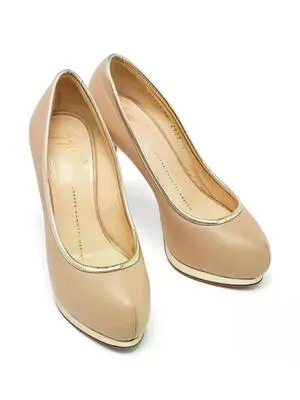 GIUSEPPE ZANOTTI Beige Leather Platform Stiletto Pumps