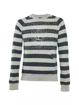 Just Cavalli Striped Logo-embroidered Sweatshirt