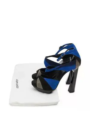 Pierre Hardy Black Suede Panelled Ankle-strap Sandals