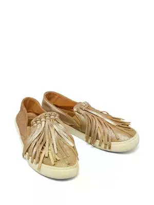 Tory Burch Suede Fringe Detail Slip-on Sneakers