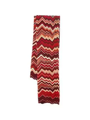 Missoni Chevron-patterned Knitted Scarf - Red