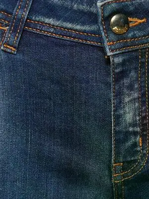 Just Cavalli Distressed Jeans With Floral Embroidery