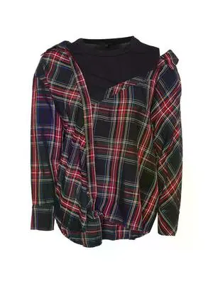 Maje Asymmetrical Plaid-check Shirt