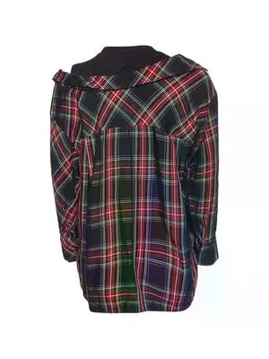 Maje Asymmetrical Plaid-check Shirt