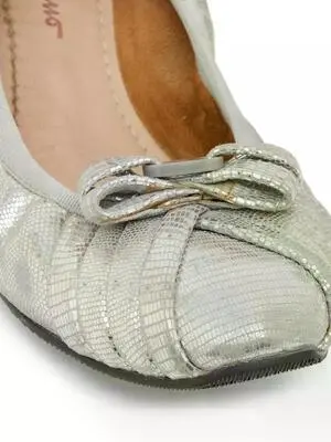 FERRAGAMO Metallic Bow Detail Ballet Flats