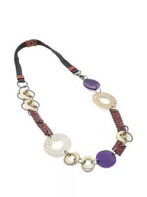 Marni Leather And Wood Chain-link Necklace