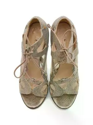 NICHOLAS KIRKWOOD Leather And Mesh Lace-up Platform Sandals