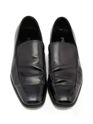 Prada Leather Square Toe Slip-on Loafers