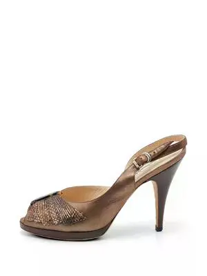Oscar De La Renta Python-embossed Slingback Pumps