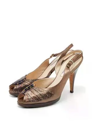 Oscar De La Renta Python-embossed Slingback Pumps