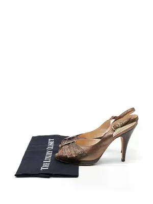 Oscar De La Renta Python-embossed Slingback Pumps