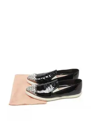 Miu Miu Embellished Leather Loafers