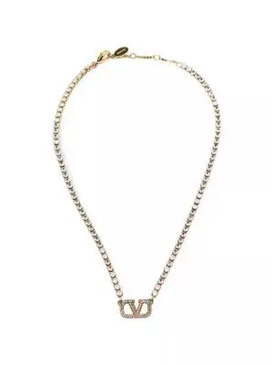 Valentino Garavani Vlogo Signature Crystal Necklace - Gold