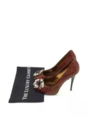 GIUSEPPE ZANOTTI Croc-embossed Crystal-embellished Pumps