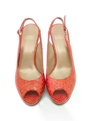 STUART WEITZMAN Embossed Leather Slingback Pumps