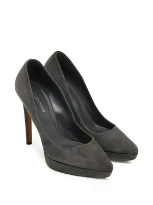 SERGIO ROSSI Suede Pointed-toe Platform Pumps
