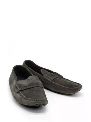 LOUIS VUITTON Suede Logo Penny Loafers