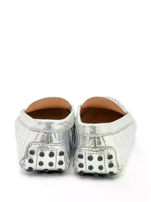 TOD'S Gommino Croc-embossed Loafers - Silver