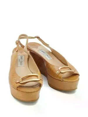 JIMMY CHOO Lizard-embossed Wedge Sandals
