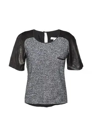 Sandro Leather-trim Terry Blouse