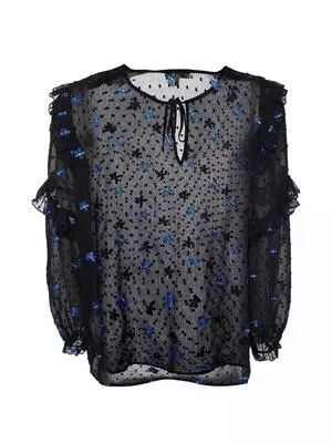 Maje Dotted Ruffled Blouse